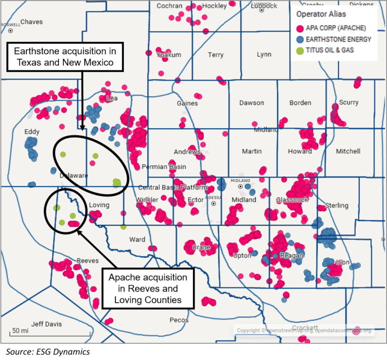 Earthstone and Apa Corp Acquire from Titus Oil & Gas in the Delaware Basin